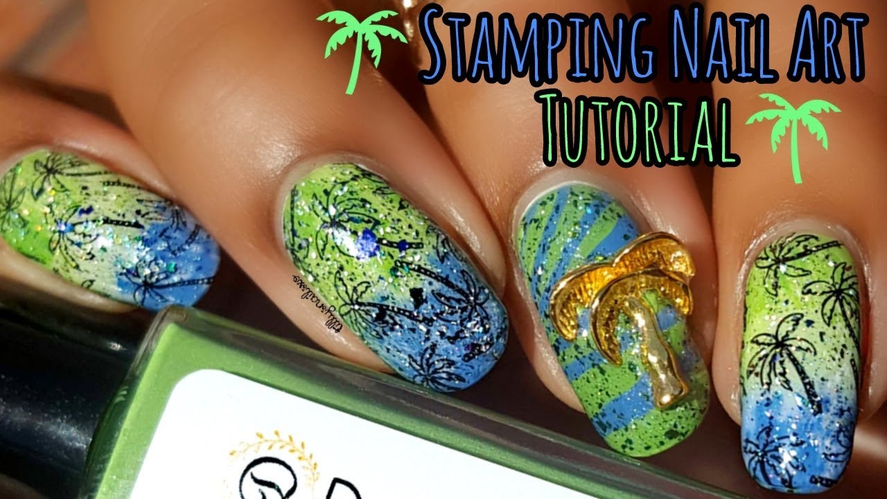 🌴Palm Tree Stamping Nail Art Tutorial🌴 - YouTube