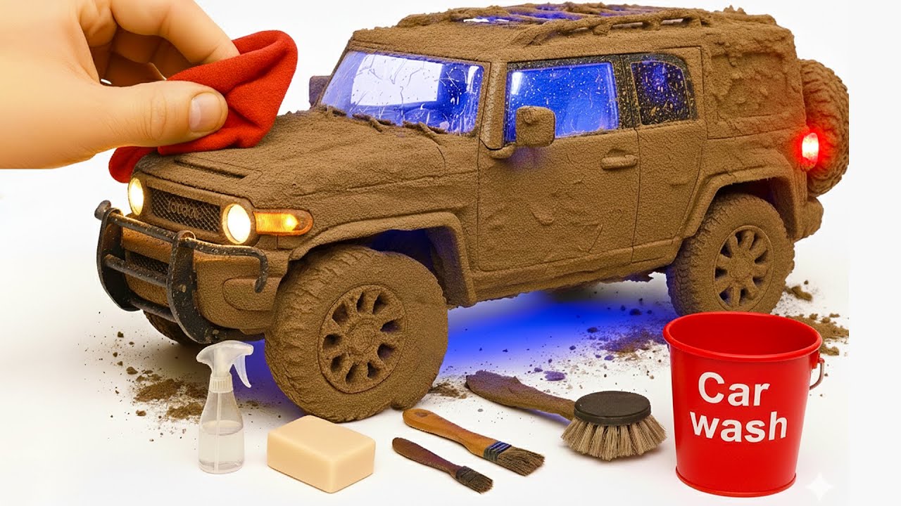 The surreal cleaning process of a 1:24 Toyota Fj Cruiser Car After an ...