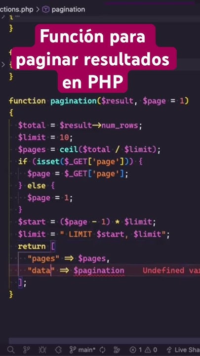 Aprende a crear funciones para paginar resultados en PHP #shorts #php #javascript - YouTube