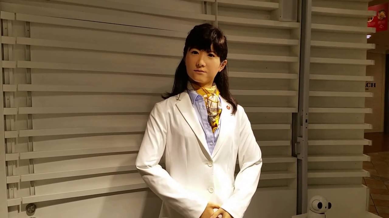 Lifelike Robot Information Service at Aqua City, Odaiba - Tokyo Japan ...