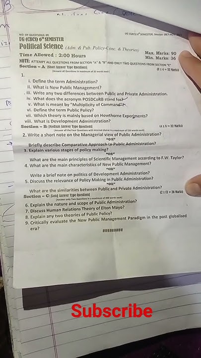 6th sem Kashmir university political science paper batch 2020 and ...