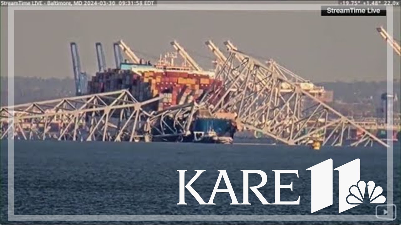 Crane lifts collapsed Baltimore bridge wreckage - YouTube