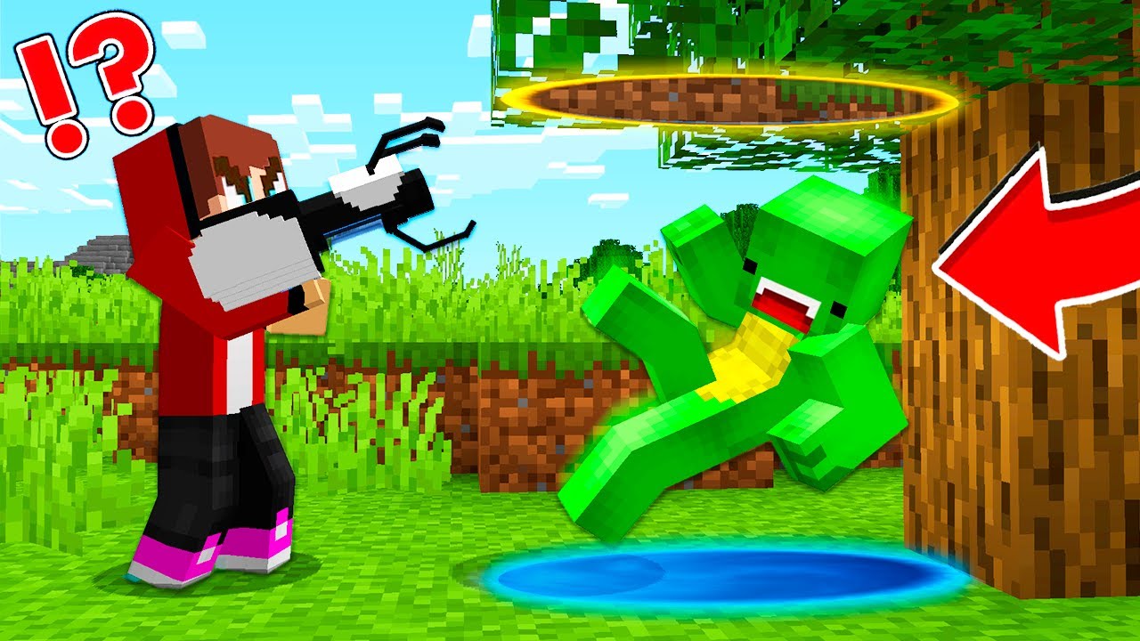 JJ Portal Gun vs Mikey Gravity Gun in Minecraft Challenge (Maizen Mizen Mazien) Parody - YouTube