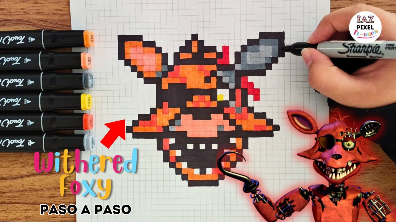 Como pintar a WITHERED FOXY de FNAF en PIXEL ART – Tutorial paso a paso ...