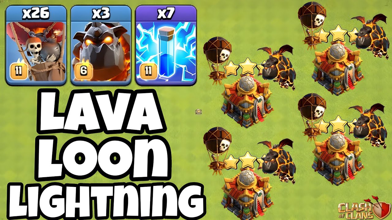 LavaLoon Lightning Attack Strategy Th16!! Best Th16 LavaLoon Attack ...