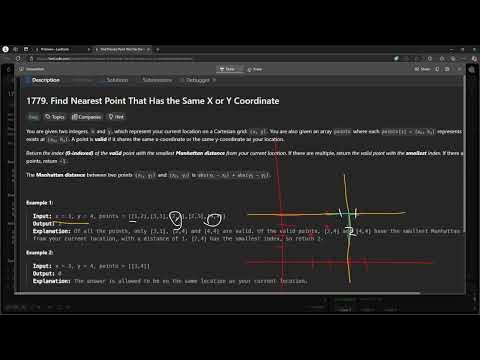 #LeetCode 1779 | Find Nearest Point That Has the Same X or Y Coordinate #Java - YouTube