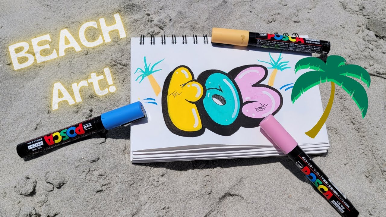 Drawing Bubble Letter Art At The Beach! - YouTube