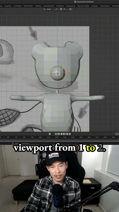 Create nose using cube & subdivision modifier - making a 3d game character in Blender -3.1 Bear ...