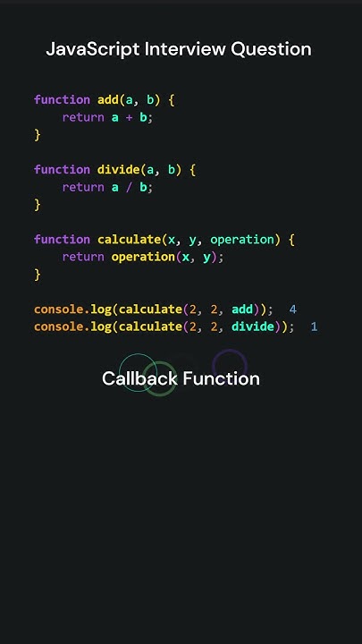 JavaScript Interview Question - Callback Functions - Higher Order Functions #JavaScript - YouTube