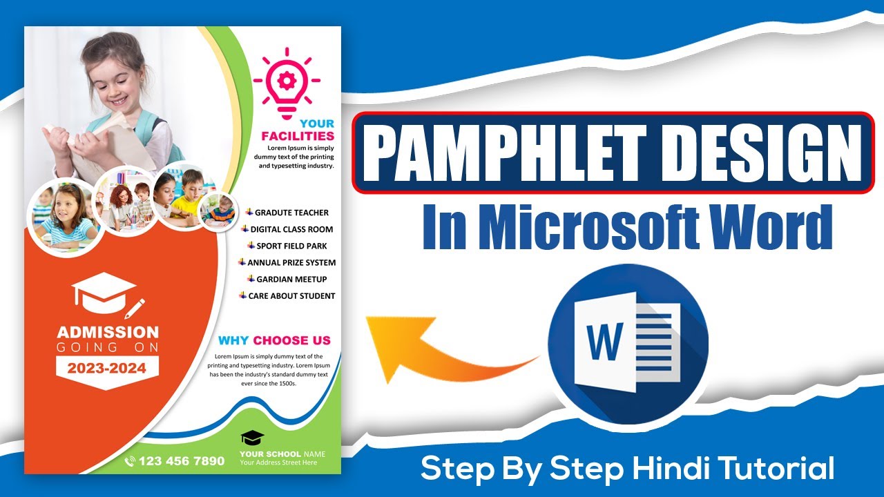 Step by Step Printable Colorful A4 Pamphlet Design in Ms Word Hindi ...