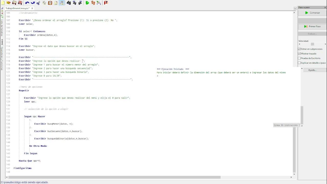 Estructura de datos PSEINT búsqueda secuencial/binaria - YouTube
