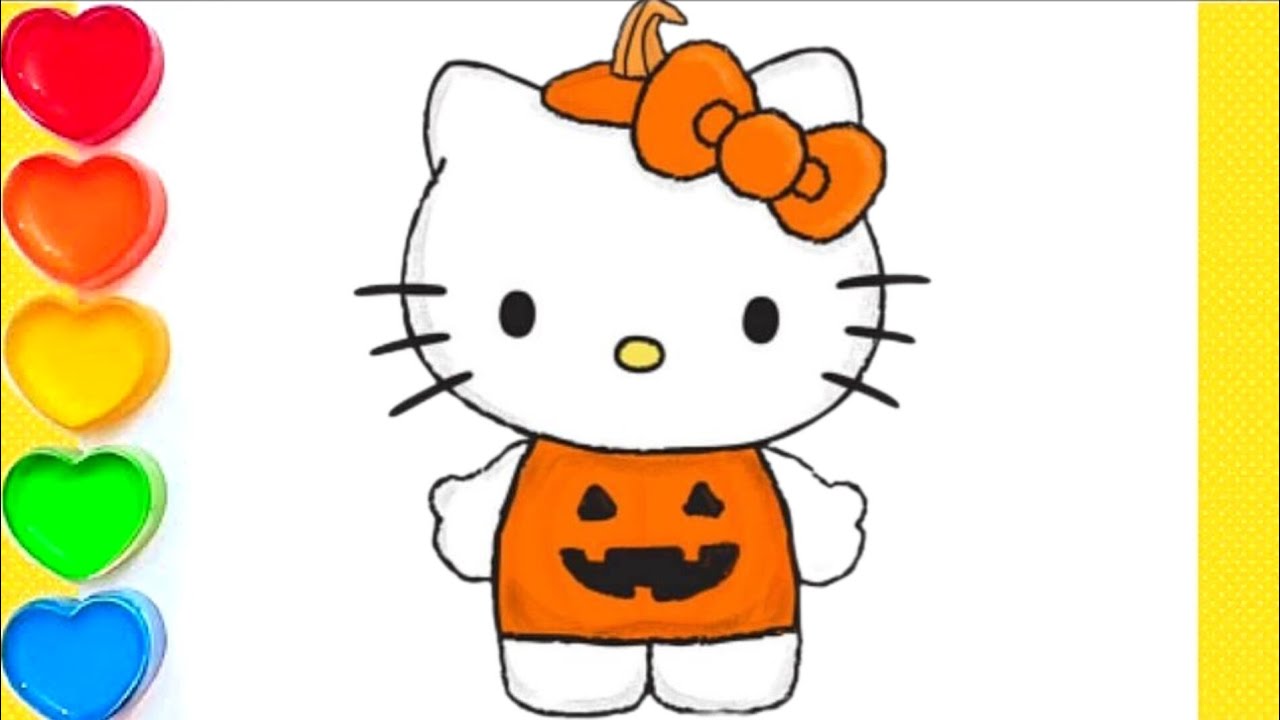 How to draw Hello Kitty for kids/Drawing Painting Coloring Hello Kitty ...