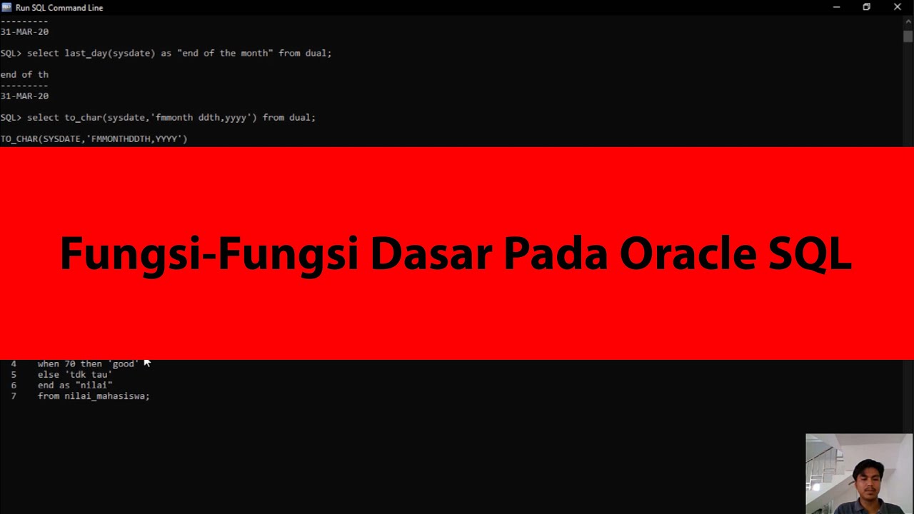 TUTORIAL Cara menggunakan fungsi-fungsi dasar di Oracle SQL - YouTube