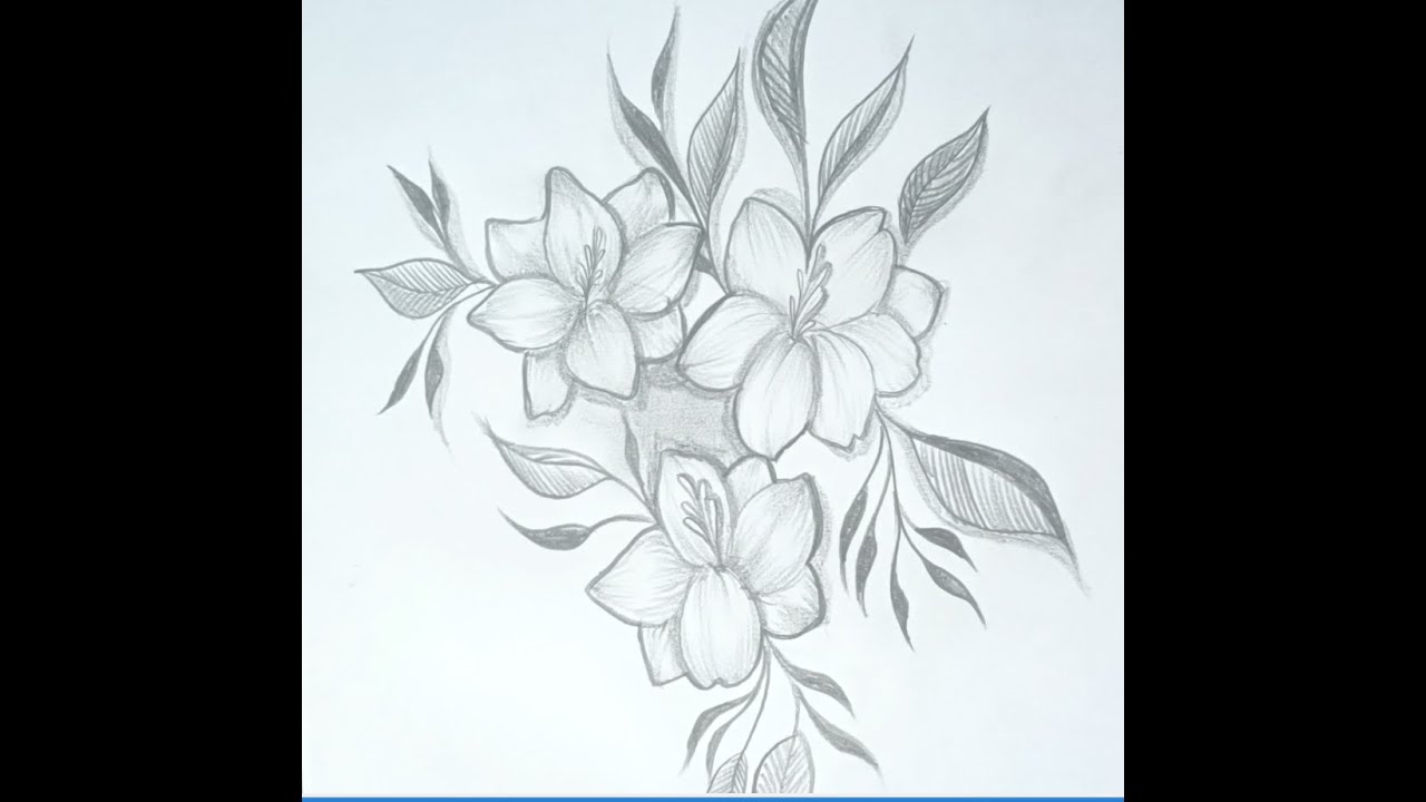 Flower drawing with pencil very easy step by step for beginners ...