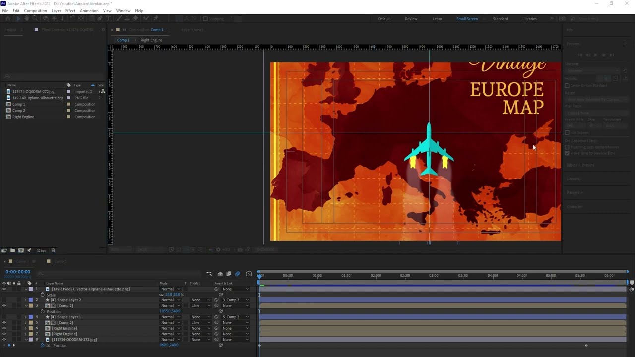 Aeroplan | Map Animation | Vector Animation | After Effect Tutorial ...