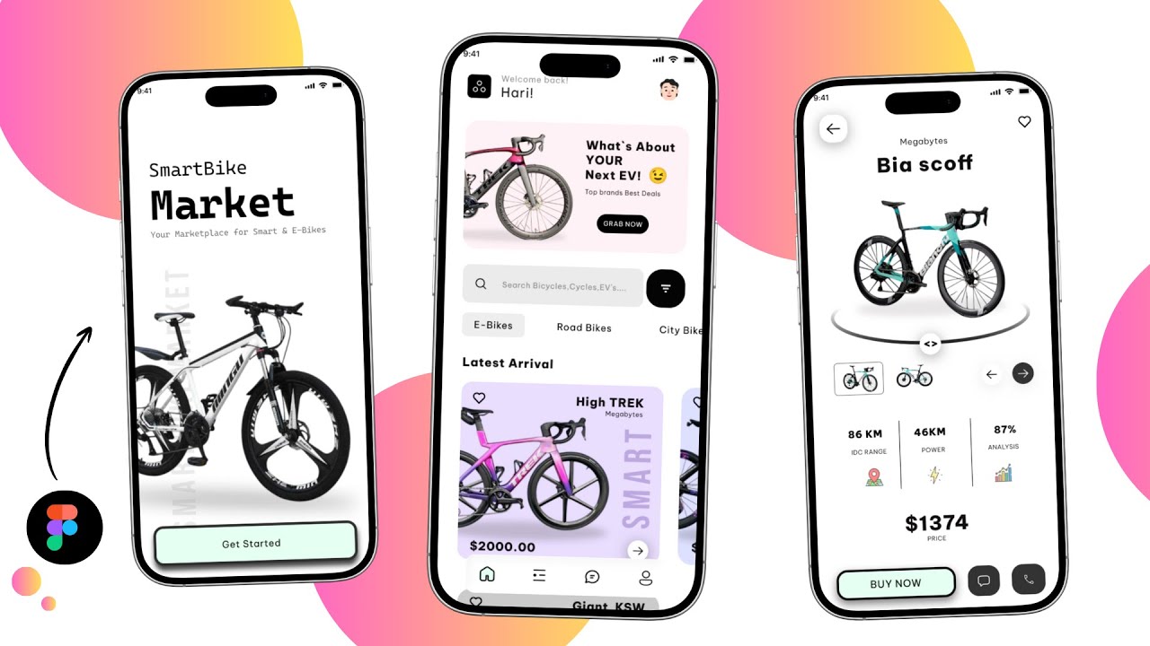 🚴 Bicycle App UI Design Tutorial in Figma | Part 01 | Beginner to Pro 🔥 ...
