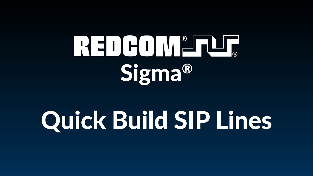 Quick Build SIP Line | REDCOM Sigma - YouTube