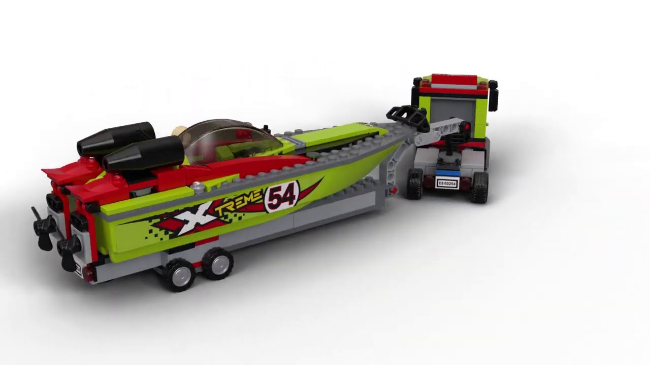 Lego 60254 City Race Boat Transporter - YouTube