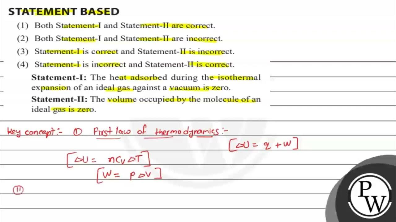 STATEMENT BASED (1) Both Statement-I and Statement-II are correct. (2) Both Statement-I and Stat ...