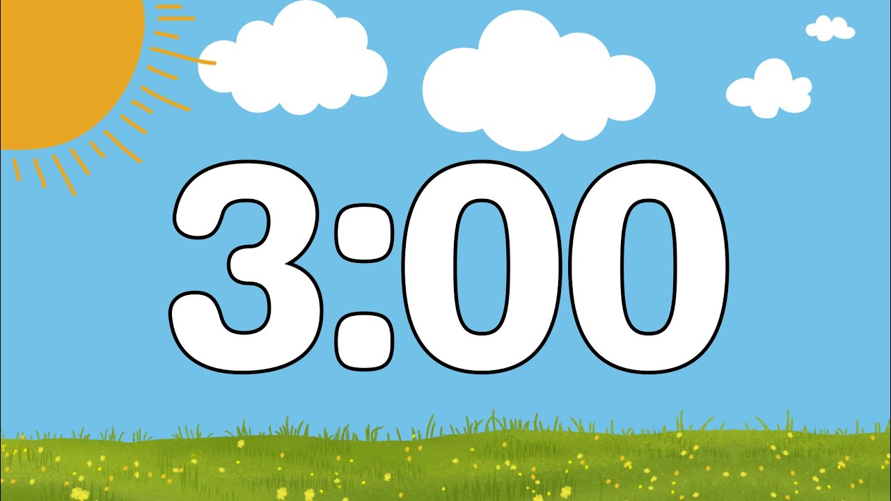 3 Minute Cute Calm Summer Classroom Timer (No Music, Happy Harp Alarm ...