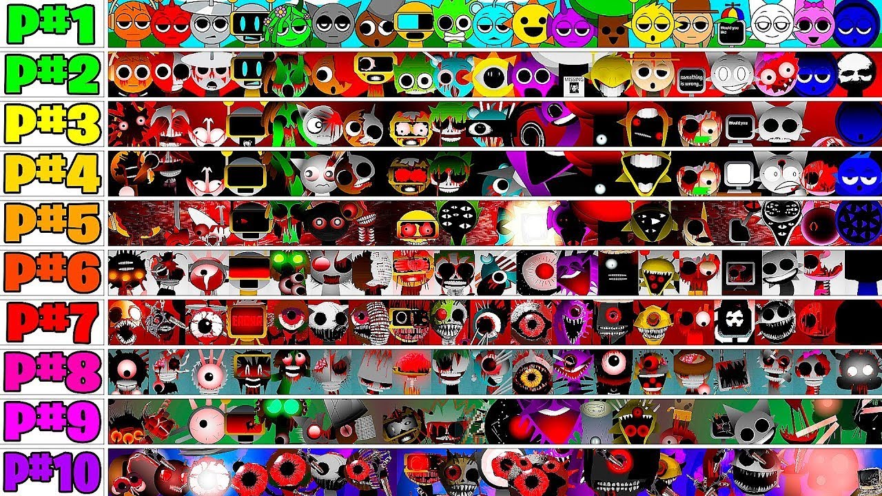 ALL PHASES 1-10 Together in INCREDIBOX SPRUNKI - All in One Characters ...