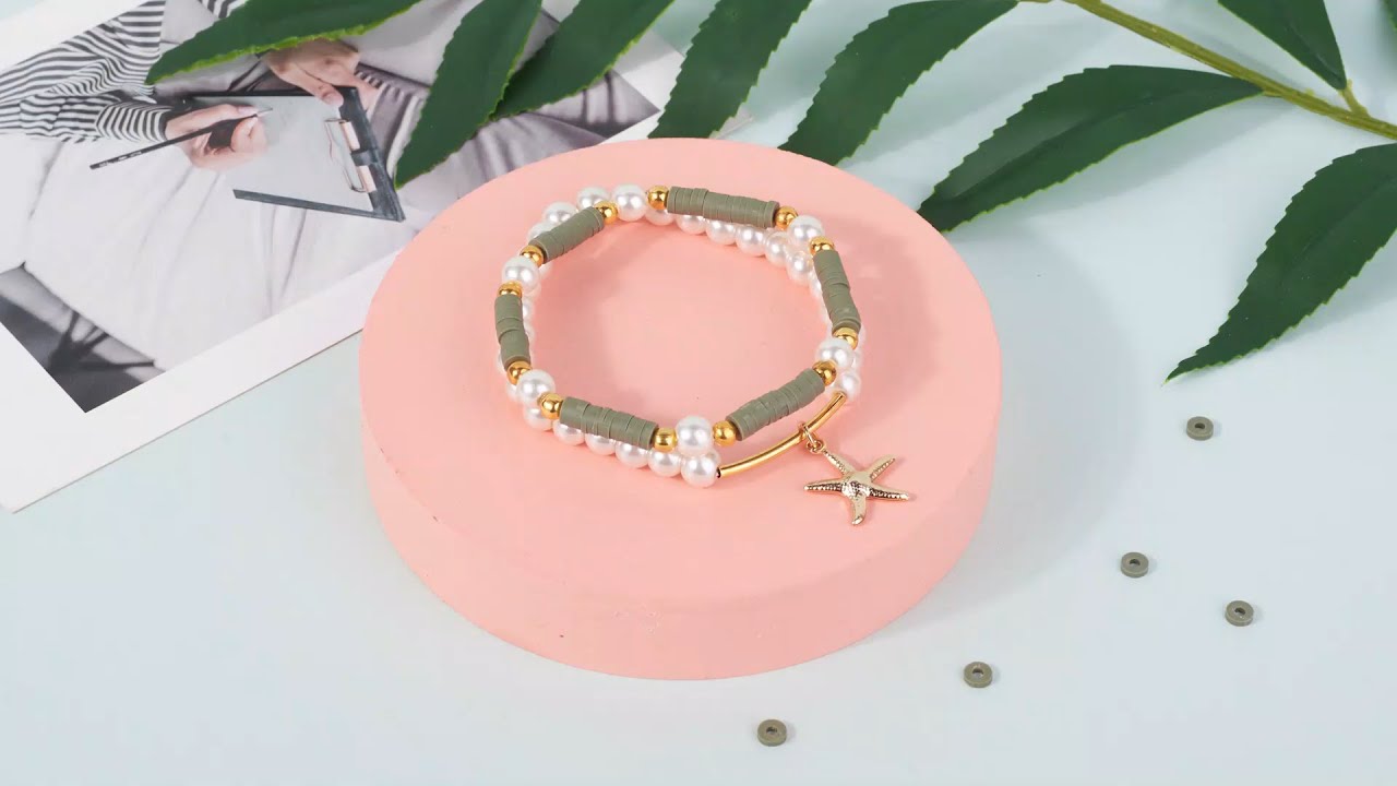 How to Make a Heishi Clay Bead Stretch Bracelet & Simple Pearl Bracelet ...