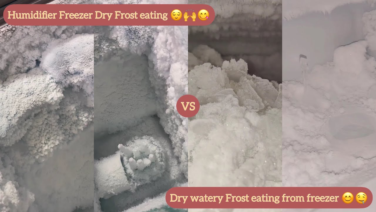 Frozen Freezer🥰Humidifier Freezer Dry Frost eating 🤤😊VS Dry watery ...