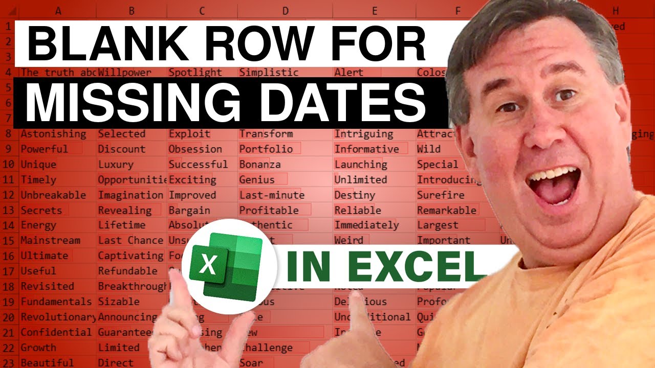 Blank Row For Missing Dates 1103 Learn Excel From MrExcel YouTube Blank Row For Missing Dates 1103 Learn Excel From MrExcel YouTube