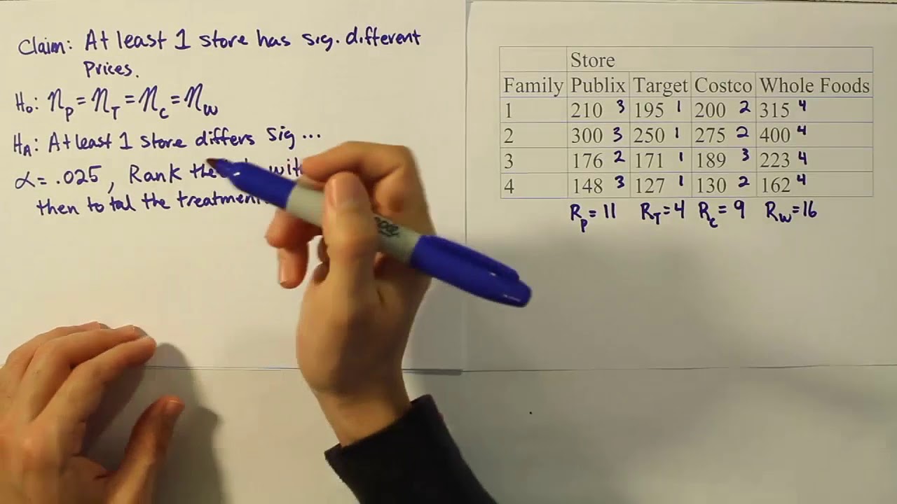 Performing a Friedman-Fr Test in Nonparametric Statistics, Problem 1 ...