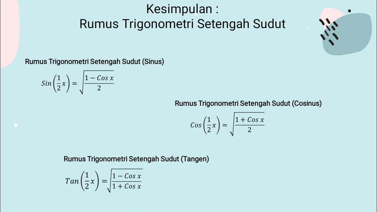 Menentukan Rumus Setengah Sudut || matematika peminatan - YouTube
