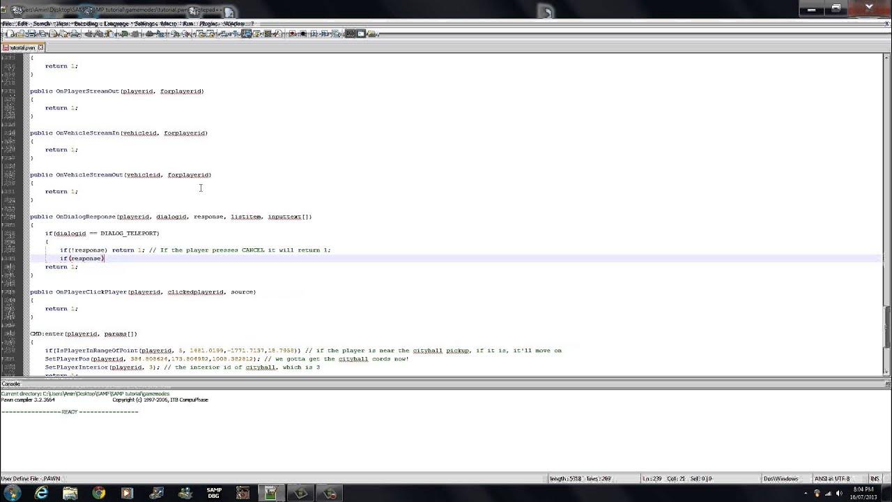 SAMP Scripting Tutorial 6 - Creating a Simple Teleport Dialog - YouTube