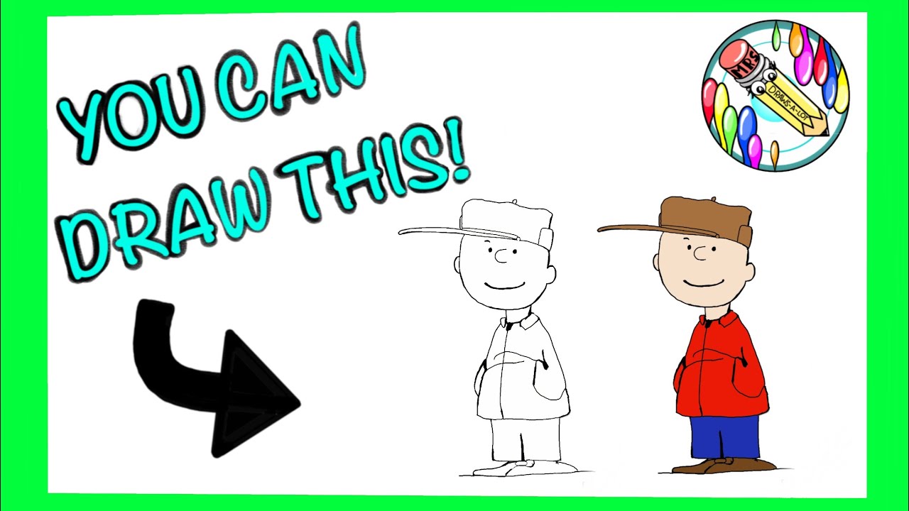 How to Draw Charlie Brown! Simple Cartoon, Drawing Tutorial, Step by ...