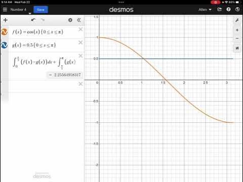 Using Desmos to compute definite integrals and find area between curves. - YouTube