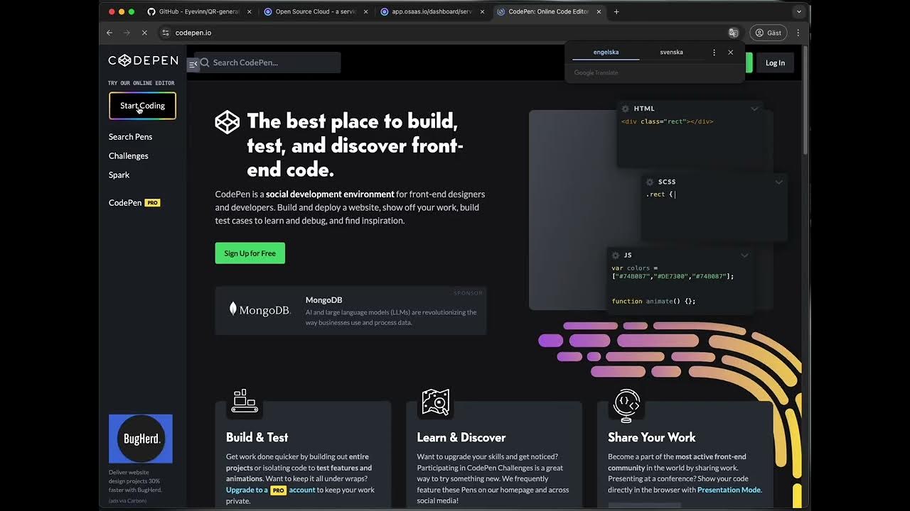 Eyevinn OSC | Show QR code on website based on open source on GitHub - YouTube