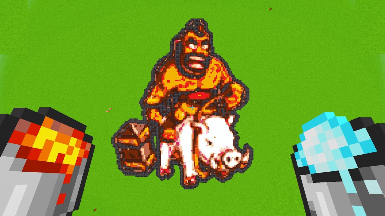Hog Rider Pixel Art in Minecraft - YouTube