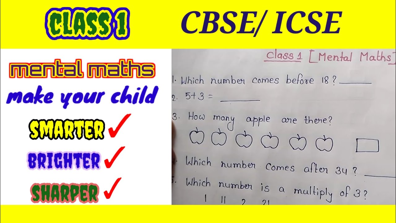 class 1 mental maths worksheet/maths worksheet for class 1/1st grade ...