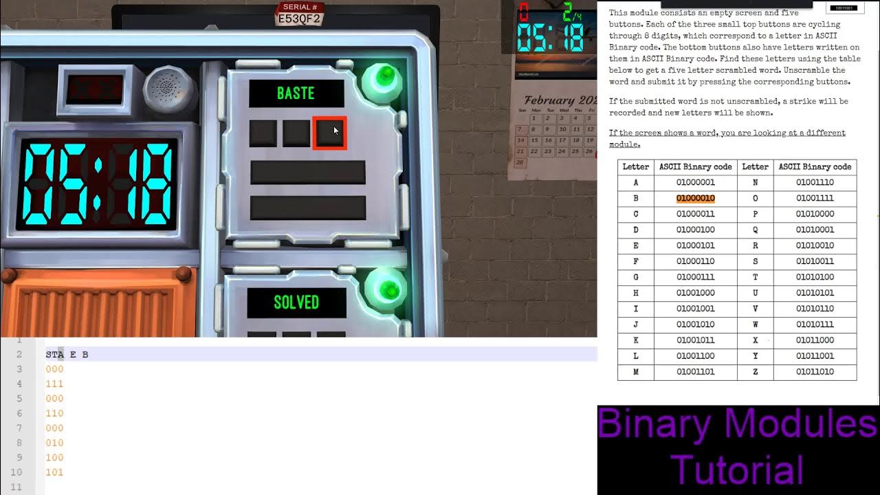 KTANE - How to - Binary, Broken Binary, Cruel Binary, Faulty Binary - YouTube