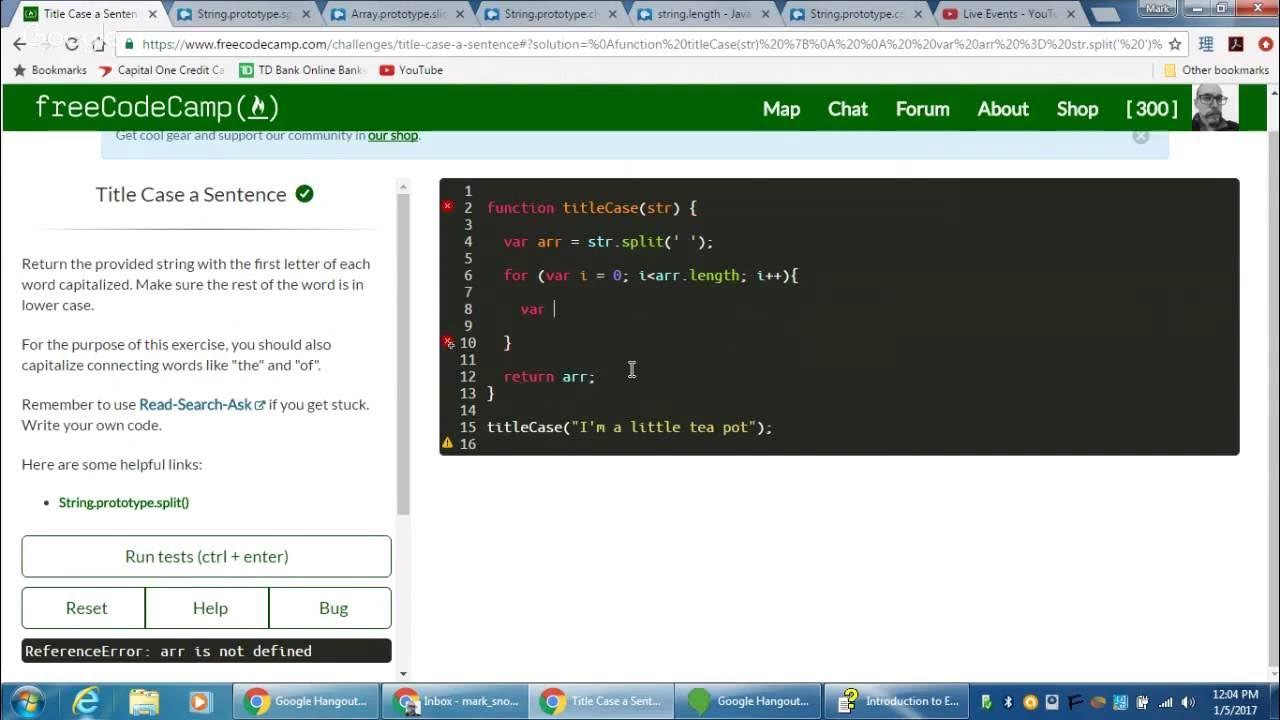 Title Case A Sentence Freecodecamp Youtube