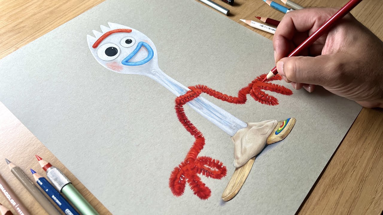 Forky Drawing From Toy Story 4 | Amazing Realistic Art Time-Lapse ...