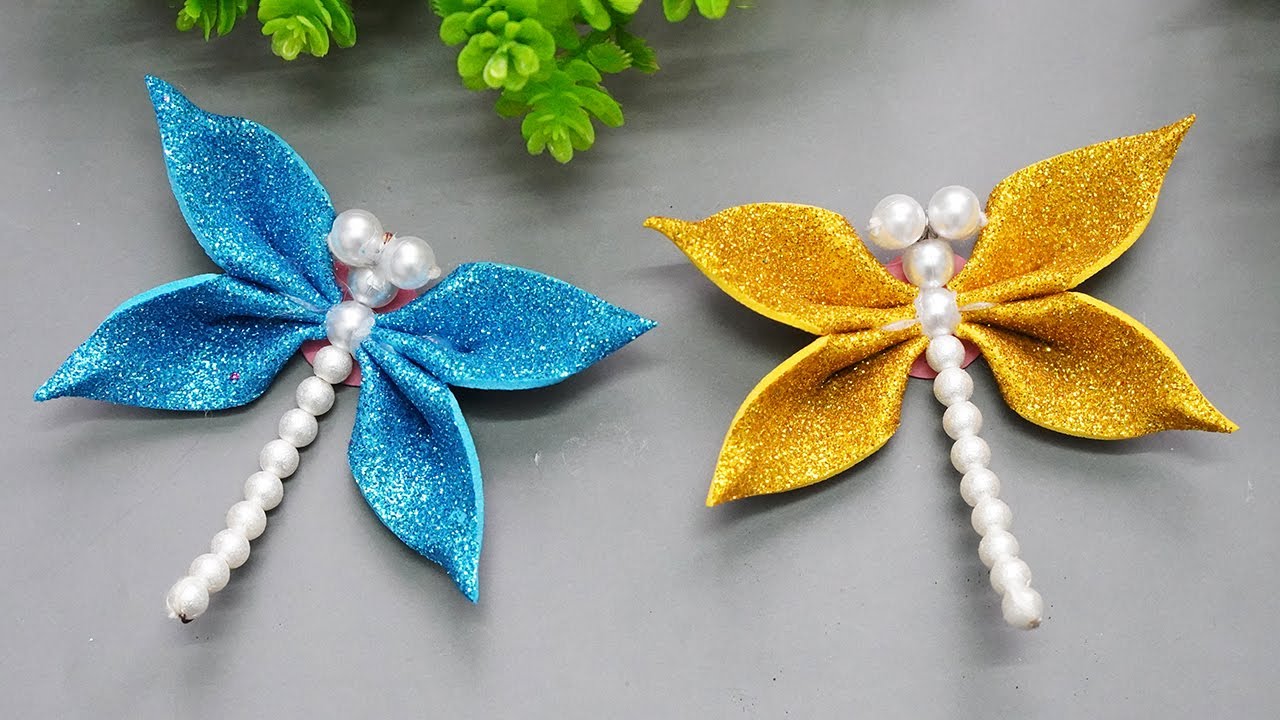 How to Make a Dragonfly with Glitter Foam Sheets | DIY Foamiran ...
