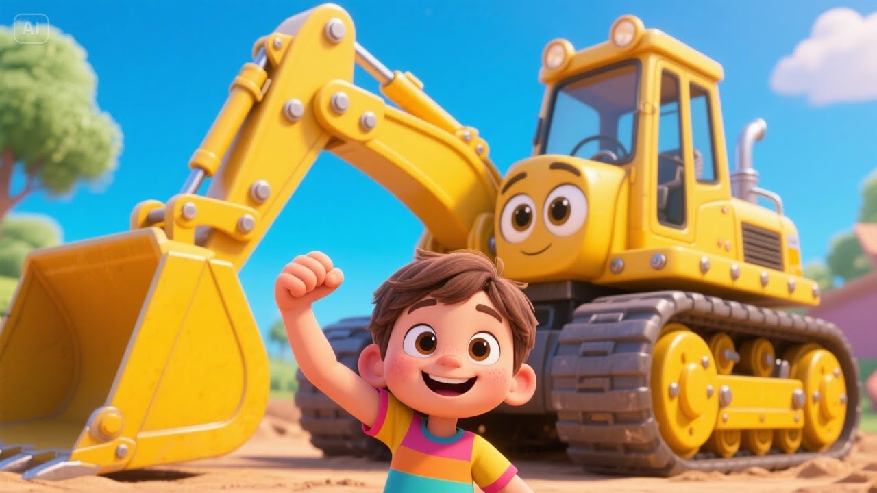 Bulldozer at the Building Site | Big Bulldozer Song for Kids | Dig ...