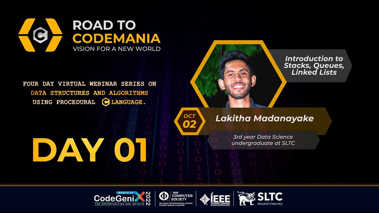 𝗥𝗼𝗮𝗱 𝘁𝗼 𝗖𝗼𝗱𝗲𝗺𝗮𝗻𝗶𝗮 '𝟮𝟮 | Day 01 | Introduction to Stacks, Queues, Linked lists - YouTube