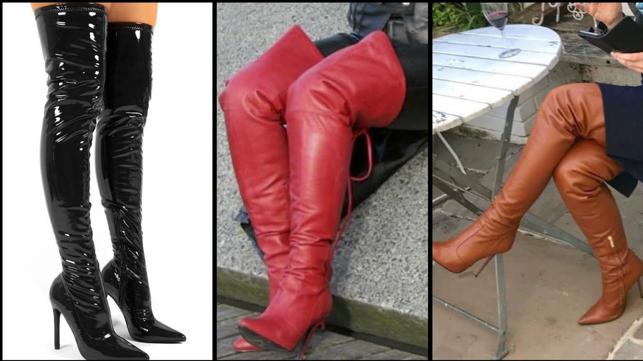 Classy women over 60 in party wear leather long boots ideas for ...