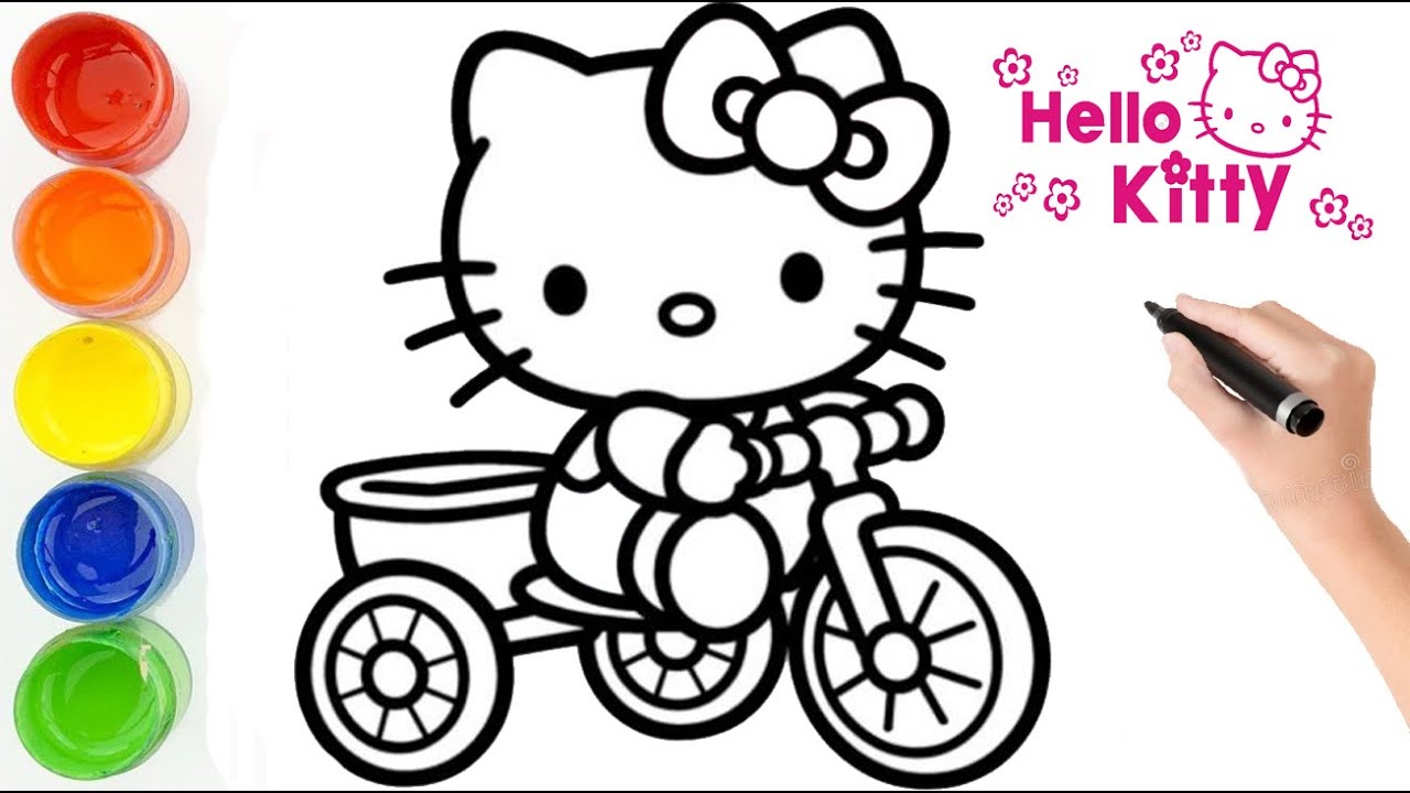 Hello Kitty Drawing and Coloring For Kids || How to Draw Hello kitty ...