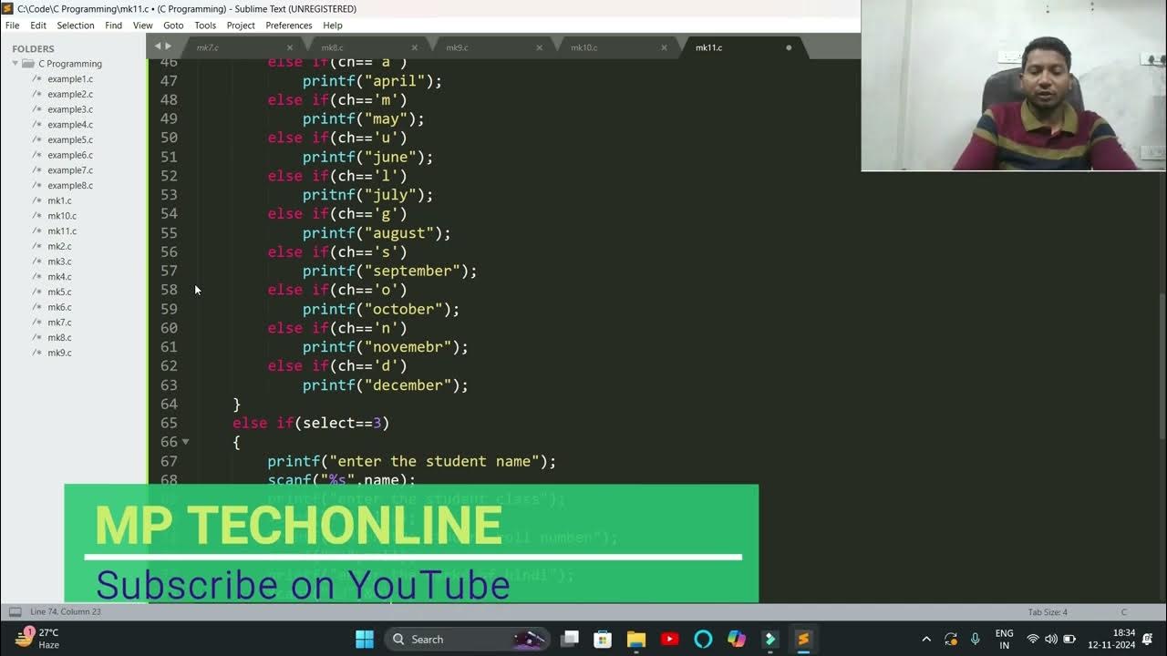 IF ELSE Ladder | Option IF ELSE Ladder | C Programming | Lecture #30 #cprogramming #if #code ...