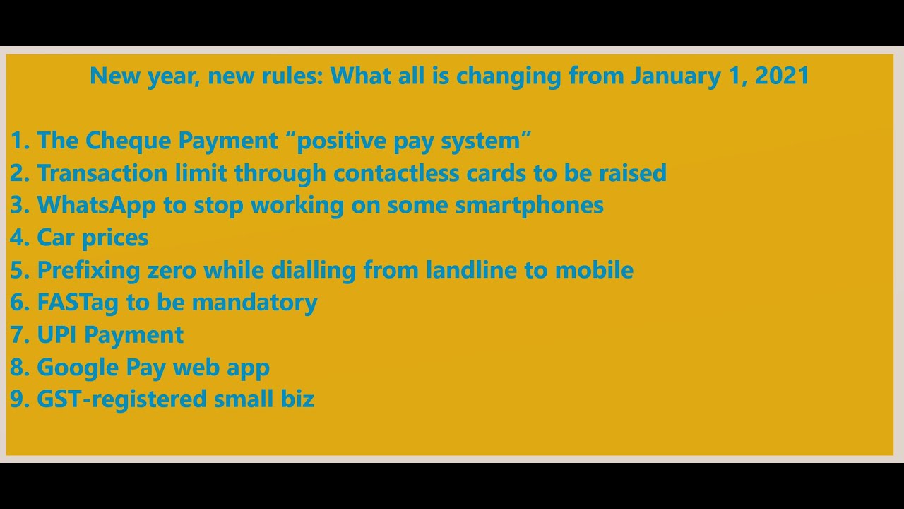 New year, new rules: What all is changing from January 1, 2021 - YouTube