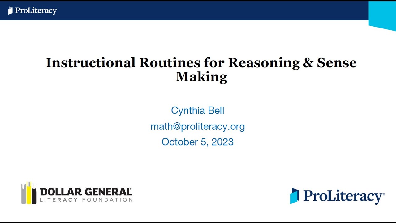 Instructional Routines for Reasoning & Sense Making - YouTube