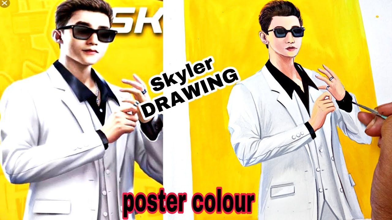 FREE FIRE DRAWING/FREE FIRE NEW CHARACTER SKYLER DRAWING/HOW TO DRAW ...