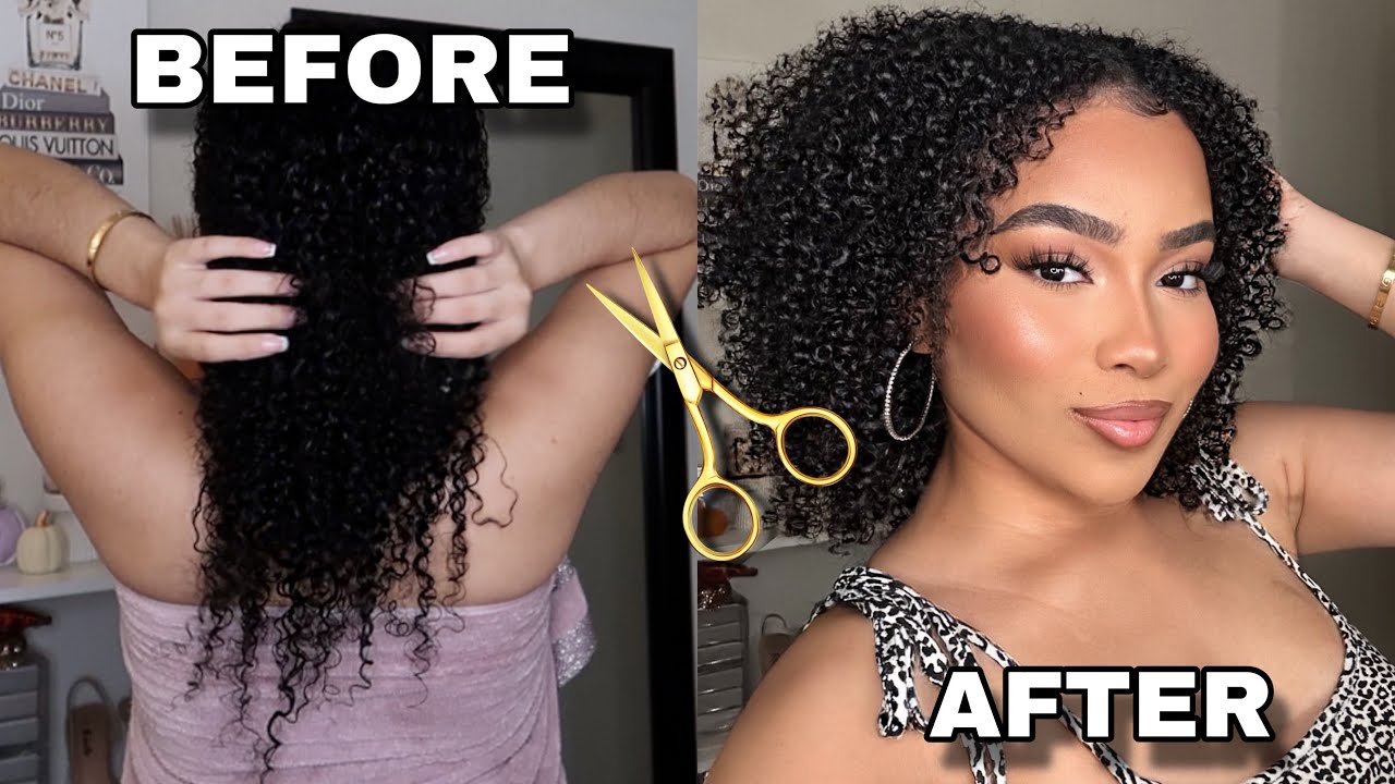 DIY CURLY HAIRCUT AT HOME | HOW TO SHAPE & LAYER CURLY HAIR FOR VOLUME ...