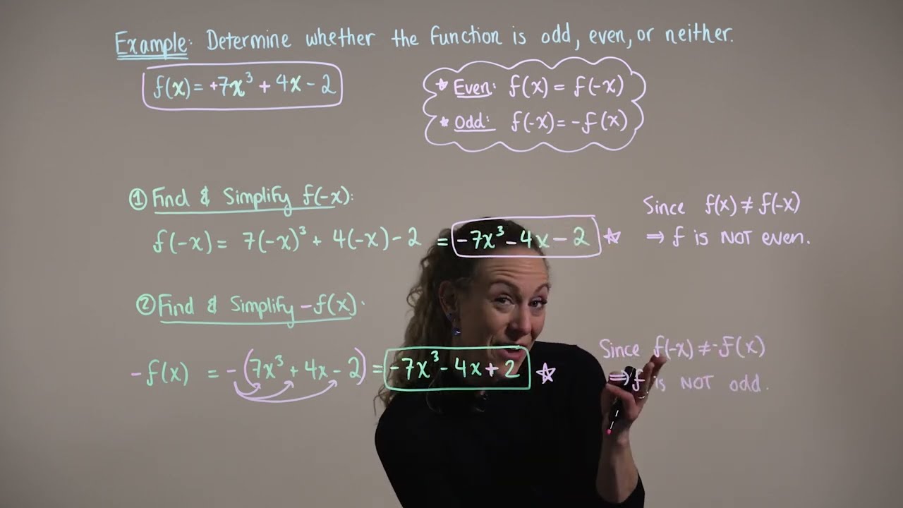 Even Functions And Odd Functions Example Youtube